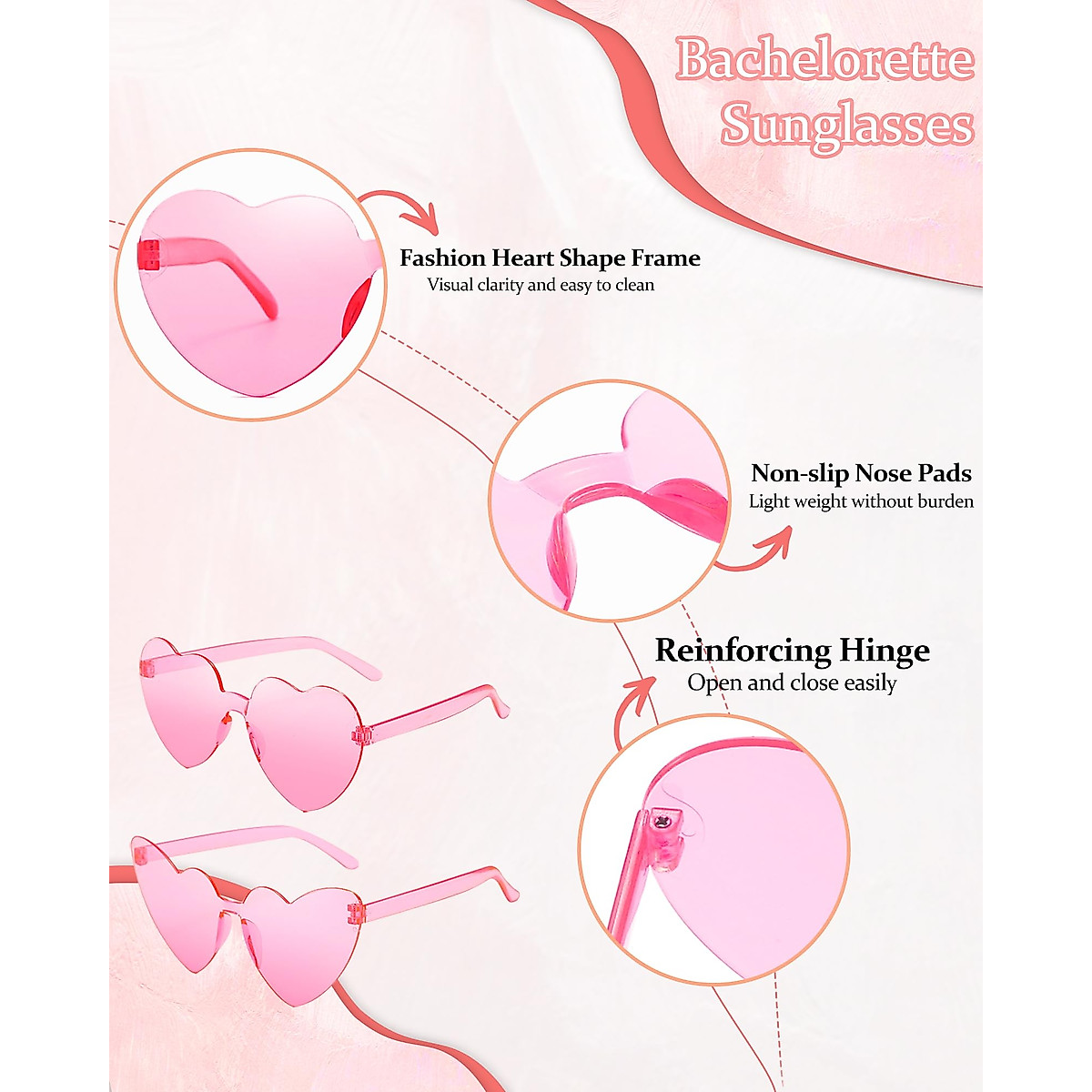 Salfboy 200 Pairs Heart Shaped Sunglasses Heart Sunglasses Bulk Candy Color Plastic Sunglasses Valentines Party Favors