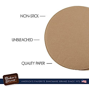 Baker's Secret - 120 Sheets Unbleached Non-stick 8" Round Parchment Paper, Baking Paper Sheets, Heavy Duty Pre-cut Baking Sheets, DIY Baking Essentials