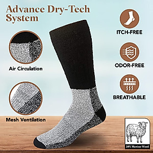 Debra Weitzner Thermal Socks Merino Wool For Men and Women - Extra-Warm Winter Cold Weather Boot Socks (3 Pairs)