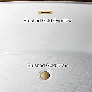 WOODBRIDGE 59" BTA1514-BG-Drain &O+ Pillow Bathtub, Brushed Gold