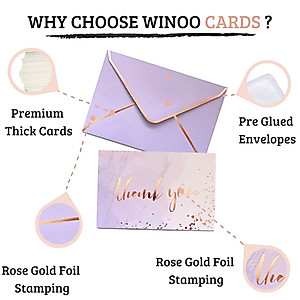 Heavy Duty Watercolor Assorted Thank You Cards with Envelopes - 36 PK - Rose Gold Thank You Notes 4x6 Inches Baby Shower Thank You Cards Wedding Thank You Cards Small Business Funeral Bridal Shower