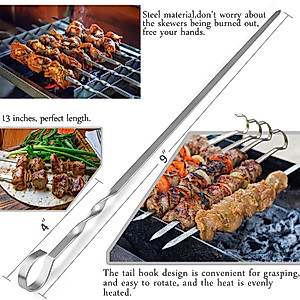 SRXING Metal Kabob Skewers,Flat Skewers for Grilling(12Pcs 15 inch and 4Pcs 13.5 inch) BBQ Barbecue Skewer Stainless Steel Shish Kebob,Reusable Sticks Set for Grilling