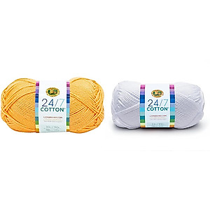 Lion Brand 24/7 Cotton Yarn Bundle - Creamsicle and White