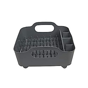 Umbra Tub Dish Drying Rack – Lightweight Self-Draining Dish Rack for Kitchen Sink and Counter at Home, RV or Motorhome, Charcoal