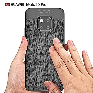 Beovtk Compatible with Huawei Mate 20 Pro case, Silicone Leather[Slim Thin] Flexible TPU Protective Case Shock Absorption Carbon Fiber Cover for Huawei Mate 20 Pro (Navy)