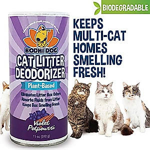 Bodhi Dog Natural Cat Litter Box Odor Eliminator – Best Litter Deodorizer for Strong Urine Odor – Fewer Cat Box Changes – Safe for Kitty Boxes - Violet Potpourri Scent