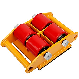 Machinery Skates Heavy Duty 13200LBS/6T Machinery Moving Skates with Non-Slip Cap and 4 PU Wheels Dolly Skates for Heavy Duty Industrial Moving Equipment, Yellow