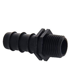 MroMax 10Pcs Drip Irrigation Fittings 1/2" Male Thread Barbed Pipe Connectors External Socket Hose Fitting for Garden Lawn Agricultural Irrigation System Plastic Black, 2.36" length