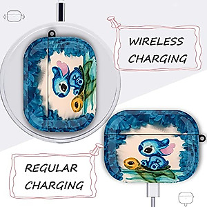 Tortoise Airpods Pro Case - Protective Hard Case Cover Skin Portable & Shockproof Women Girls with Keychain for Apple Airpods Pro Charging Case (Stitch/Turtle)