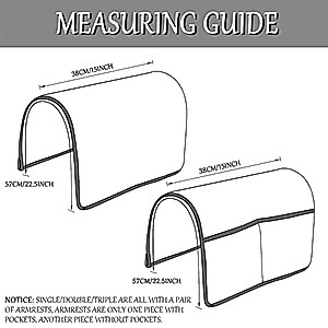 EXTLEZSA Water Proof Sofa Armrest Cover, 1/2/3 Seater Sofa Headrest Slipcovers with Pocket Nonslip Armchair Cover Quilted Furniture Protector for Recliner Leather Sofa Couch (Navy,1 Seat 3 pc)