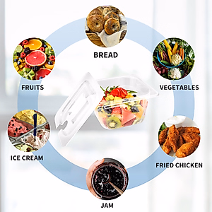 KEJJNYER 6 Pcs Plastic Food Pan with Lid, 4'' Deep Stack Clear Salad Bar Containers Commercial Plastic Restaurant Containers for Food Fruits Vegetables(1/6 Size)