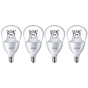 Philips LED Dimmable A15 Soft White Light Bulb with Warm Glow Effect 450-Lumen, 2700-2200-Kelvin, 5.5-Watt (40-Watt Equivalent), E12 Base, Clear, 4-Pack