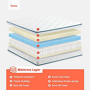 PrimaSleep 10 inch Hybrid Comfort Tight Top Spring Mattress - Dark Green Piping (King),Cool I Gel Memory Foam, CertiPUR-US Certified, Compressed Packing