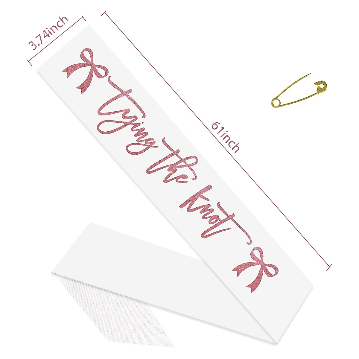 Tying The Knot Sash Just Engagement for Bachelorette Party Decorations Bow Themed Bridal Shower Wedding Party Decorations Supplies for Girls Pink Bow Engagement Garland Photo Props Pink Glitter