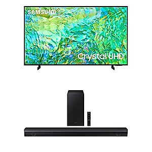 SAMSUNG 85-Inch Class Crystal UHD CU8000 Series PurColor, Object Tracking Sound Lite,(UN85CU8000, 2023 Model) HW-B650 3.1ch Soundbar w/Dolby 5.1 DTS, Subwoofer Included, 2022