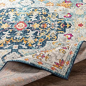 Livabliss Carldale Vintage Medallion Area Rug,5'3" x 7'1",Light Blue