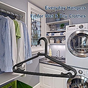 Black Plastic Hangers 20 Pack, Light Weight Durable Clothes Hangers Non-Slip Slim Heavy Duty Hangers G-Shape Standard Size Ideal for Tank T-Shirts Dresses Jackets Suits Blouses Ties Leggings (Black)