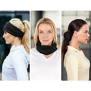 Thermajane Fleece Neck Warmer | Neck Warmers for Women | Neck Gaiters for Women | Buff | Face Mask for Cold Weather | Ski Mask, Black (1 Pack)