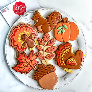 Fall and Thanksgiving Cookie Cutters Set 7-Pc. Made in the USA by Ann Clark, Pumpkin, Maple Leaf, Turkey, Squirrel, Acorn
