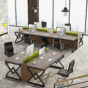 LITTLE TREE 63" W Executive Desk, Extra Sturdy Thickened Wooden Workstation Study Desk Computer Desk Large Home Office Writing Desk for Home Office