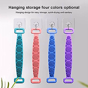 Silicone Body Scrubber,Bath Body Brush for Shower,Exfoliating Dual Side Scrubby Buddy,New Version 2020 Easy to Clean Long Hygienic Washer for Men and Women,Deep Cleaning Massage Scrubbers (Pink)