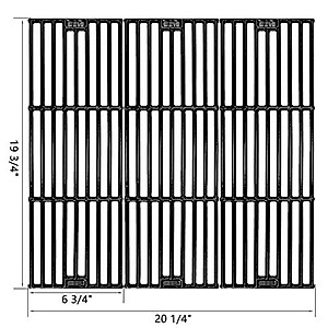 Hisencn Porcelain Cast Iron Cooking Grates for Char-Griller Duo 5050, 3001, 5650, 3008, 3030, 3725, 4000, 2121, King Griller 3008 5252, 19.75 inch Coated Cast Iron Grill Grids Replacement