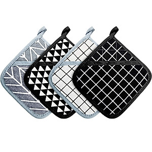Large Pot Holders Oven Mitts Set Heat Resistant Pot Holders Square Pot Holder Hot Pads Trivet for Kitchen Cooking and Baking (4 Pieces)