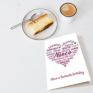 Chenive Sweet Niece Birthday Card, Adorable Birthday Card from Aunt Uncle, Praise Niece Bday Greeting Card, Happy A Fantastic Birthday Card for Niece