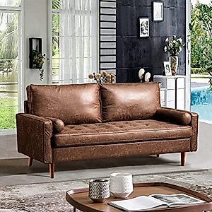 HOOOWOOO 70" Small Sofa Couch for Bedroom Mini Couch Bedroom Couch for Small Living Room Apartment Space,Dark Brown