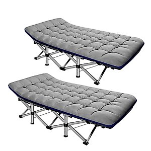 ABORON 2 Pack Folding Camping Cot W/Mat for Adults, Heavy Duty Outdoor Bed with Carry Bag,1200 D Layer Oxford Travel Camp Cots