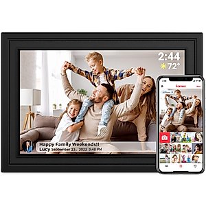 YEMSD 10.1" WiFi Digital Picture Frame, Auto-Rotate, 1280x800 HD IPS Touchscreen Digital Photo Frame, Wall Mountable, Share Photos and Videos Remotely via Frameo APP, Surprise Gifts (Black)