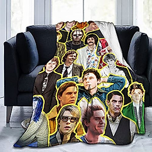 Blanket Evan Peters Soft and Comfortable Warm Fleece Blanket for Sofa, Office Bed car Camp Couch Cozy Plush Throw Blankets Beach Blankets