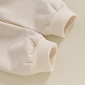 Toddler Baby Boy Halloween Clothes Long Sleeve Letter Sweatshirt Tops Stretch Jogger Pants Infant Fall Winter Outfit (Face Light Khaki, 18-24 Months)