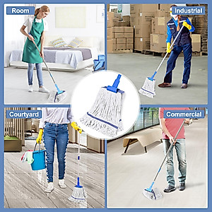 4 Pieces Mop Head Replacement Heavy Duty Commercial Mop Heads Wet Industrial String Cotton mop Cotton Looped End String Head Refill