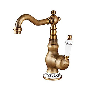 Lightinthebox Antique Bar/Prep Deck Mounted Rotatable with Ceramic Valve Single Handle One Hole for Antique Brass Kitchen Faucet