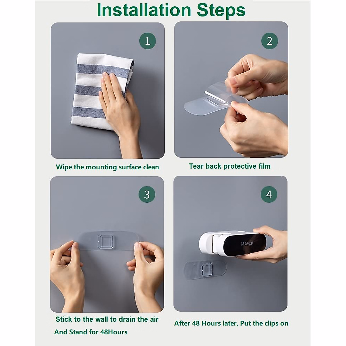 Mop and Broom Holder,Broom and Dustpan Hanger Holder Wall Mount Waterproof Heavy Duty Self Adhesive Gripper No-Drilling,Space Saver Tool Organizers For Kitchen,Garage,Bathroom,Laundry Room(White)