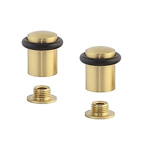 EVI | Doorstop | 1.06'' X 1.15'' | Threaded Base | Natural Silicone Black Rubber | Brass Matte Finished | Includes Strips + Fastening Anchor | 2X Mod. I-108