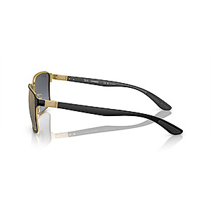 Ray-Ban Rb3721Ch Chromance Square Sunglasses, Black On Gold/Blue Mirrored Gold Polarized, 59 mm