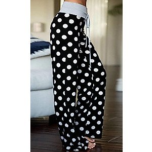 Elsofer Women's Pajamas for Women Comfy Casual Polka Dot Pjs Lounge Pajama Pants (M, Black5)