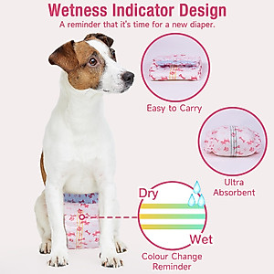 Pet Soft Disposable Dog Diapers - Female Dog Diapers with Adjustable Foam Tail Hole, Ultra Protection Puppy & Cat Diapers Wetness Indicator for Dogs in Heat or Incontinence, 40pcs (L,Red)