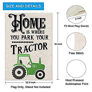 ZJXHPO Home Is Where You Park Your Tractor Garden Flag Funny Yard Outdoor Decorative Double Sided (Home Park Tractor)