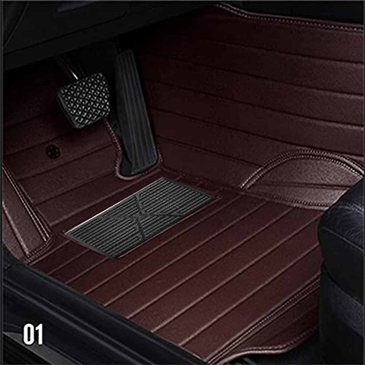 KUANGLEI Custom Car Floor Mats Fit for 99% Sedan SUV Sports Car Protection Full Coverage Pads Anti-Slip Leather Floor Lining Pads All Weather Car Floor Mats (Orange)