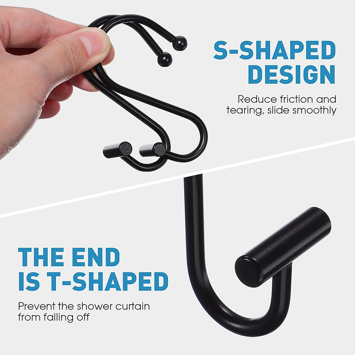 Lurrose 12Pcs Shower Curtain Hooks, Shower Curtain Rings Metal Shower Curtain Hooks for Bathroom Shower Kitchen Bedroom