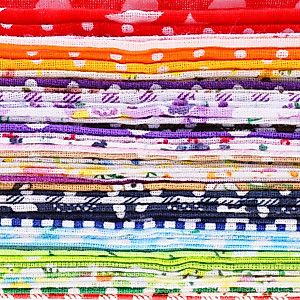 Konsait 56 Pieces 10x10'' Multi-Color Fabric Patchwork Cotton Mixed Squares Bundle Sewing Quilting Craft, Craft Fabric Bundle Squares Patchwork DIY Sewing Scrapbooking Quilting Dot Stripe