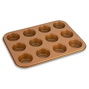 Eternal Living Copper Nonstick Bakeware Set (Cake Pans, Cupcake Tray, & Cookie Sheets, 6 Piece)