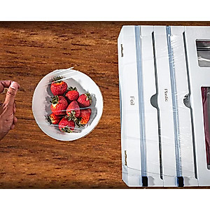 PastelAE Plastic Wrap Dispenser with Cutter & Ziplock Bag organizer,6 IN 1 Bamboo Foil & Plastic Wrap Organizer for Kitchen Drawer,Kitchen Organizers and storage for Gallon,Quart,Sandwich,Snack(White)