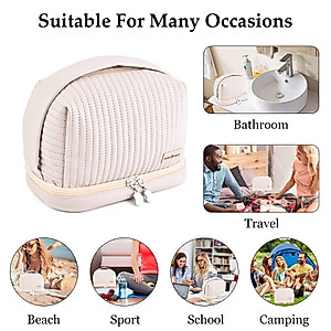 burfocus Small Cosmetic Bags,Zipper Pouch,Makeup Brushes Bag, Waterproof Travel Cosmetic Bag,Cute makeup bag for Women and Girls,Toiletry Bag Accessories Organizer Valentines Day Gifts (White)