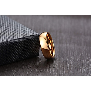 MZZJ Couple Jewelry Pinky Promise Distance Matching Ring His Hers Wedding Band 8MM&6MM Black Rose Gold Plated High Polish Stainless Steel Initial Rounded Dome Wedding Band Set