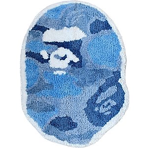 Luxape Bape Rug - Camo Blue - Handmade & Premium- 28in W * 20in L (70 * 50cm) - Hypebeast Rug - Hypebeast Rug Decor - Living Room, Bedroom, Children Room, Door mat - A Bathing APE Rug