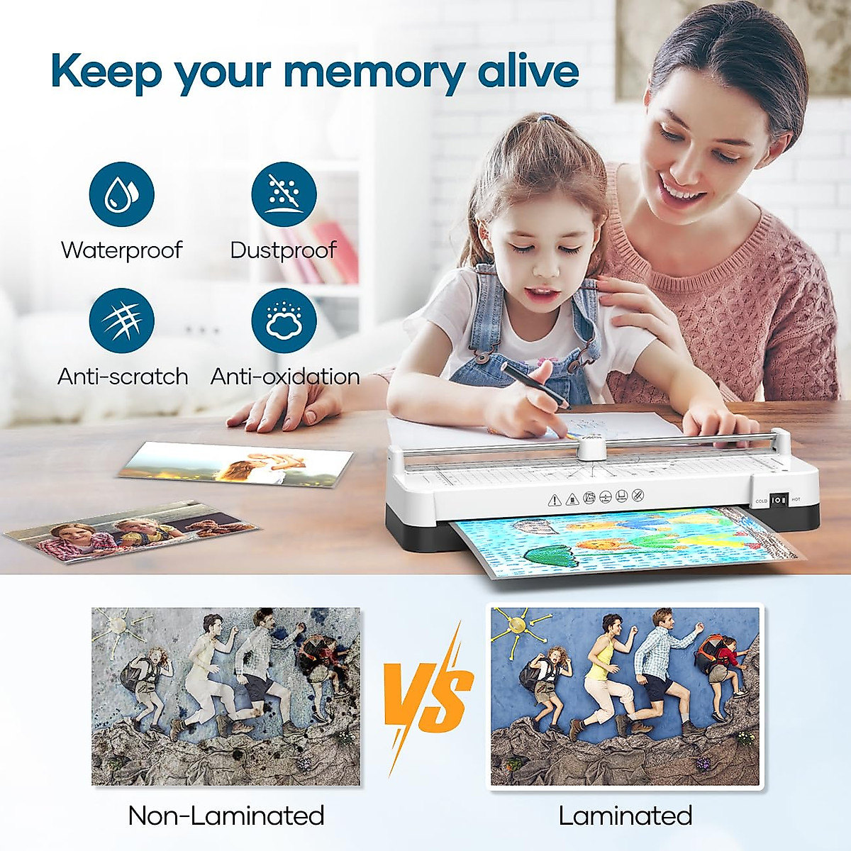 Laminator,Laminator Machine 13 inch with 40pcs Laminating Sheets, Never Jam A3 Laminator, 9-in-1 Hot Cold Laminator Machine 11x17 with Paper Cutter Corner Rounder Hole Punch for Home Office School